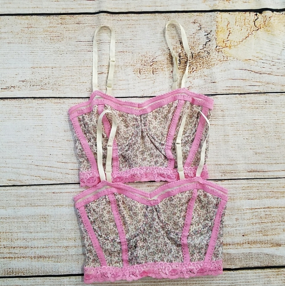 Kimchi Blue Bartlette Pink Floral Lace Bras Size Xs - Gem